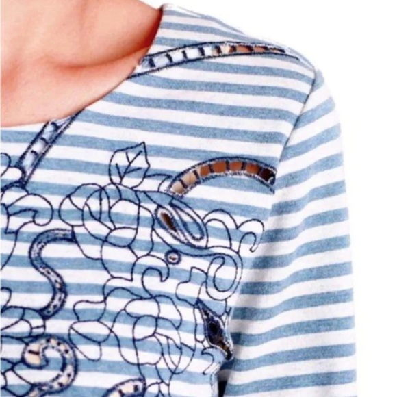 Anthropologie | Tops | 98 Anthropologie First Mate Top Large 1 12 Blue ...